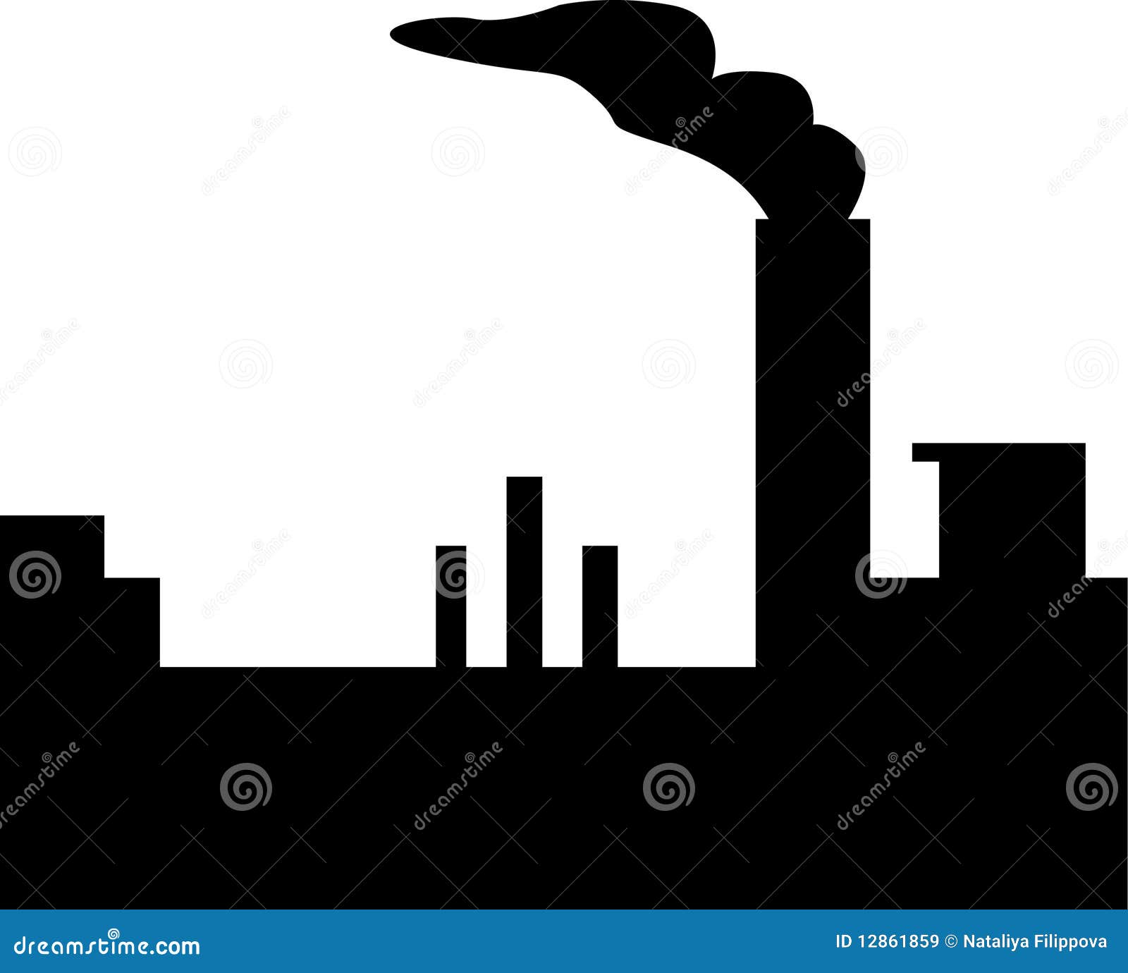 Factory silhouette stock vector. Illustration of chimney - 12861859