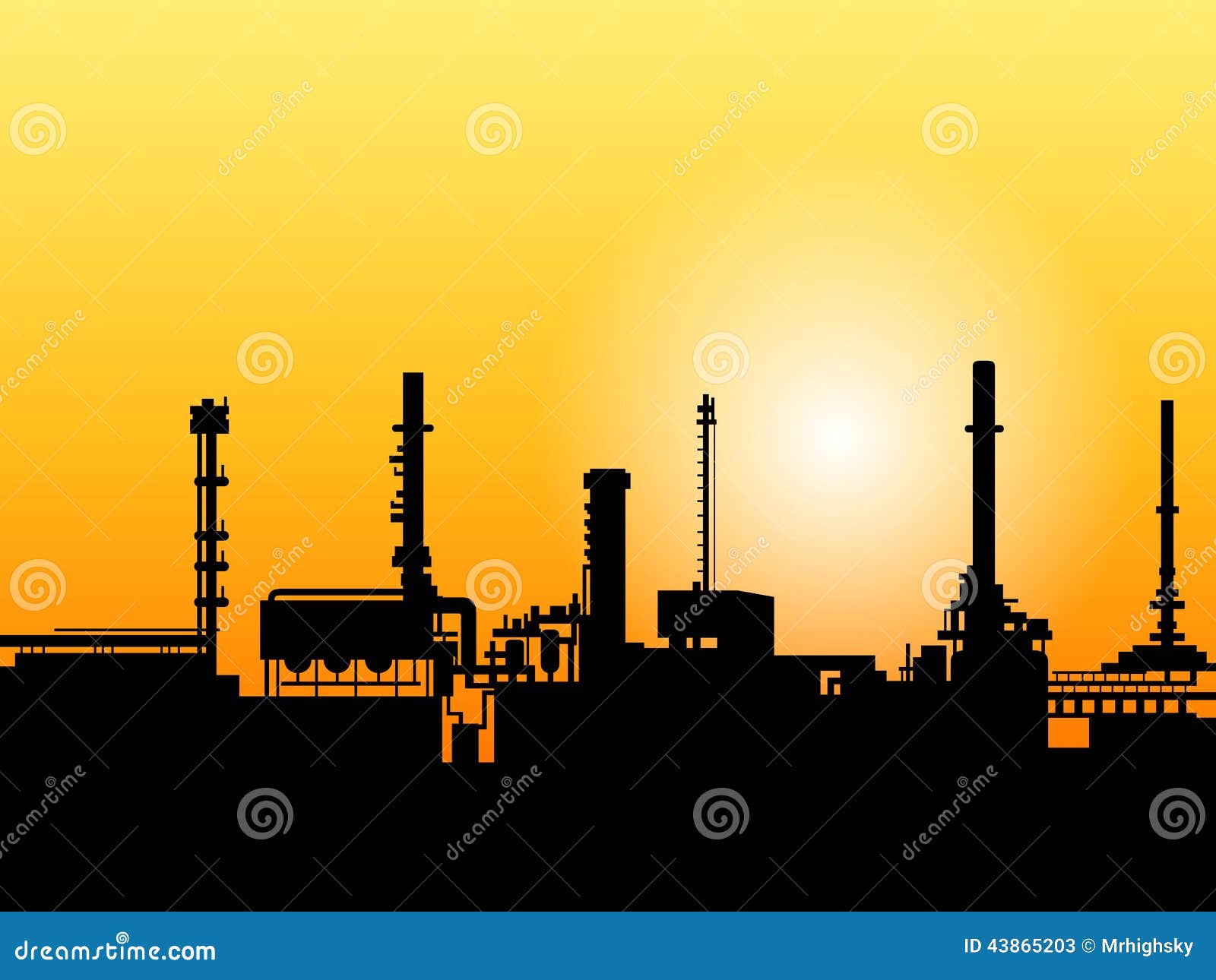 Factory Silhouette stock vector. Illustration of smoke - 43865203