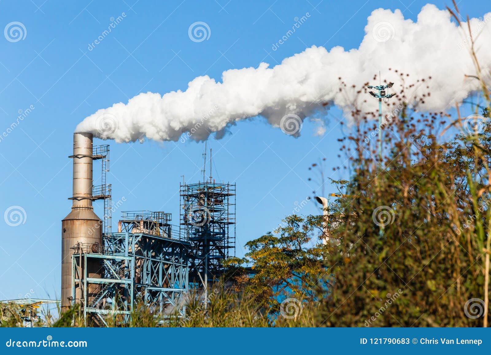 Factory Silo Production Smoke Landscape Stock Image - Image of white ...