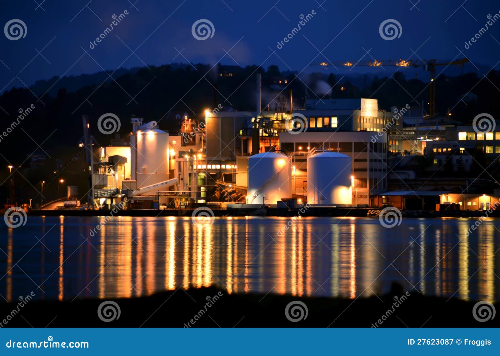 Factory site at night stock image. Image of creation - 27623087
