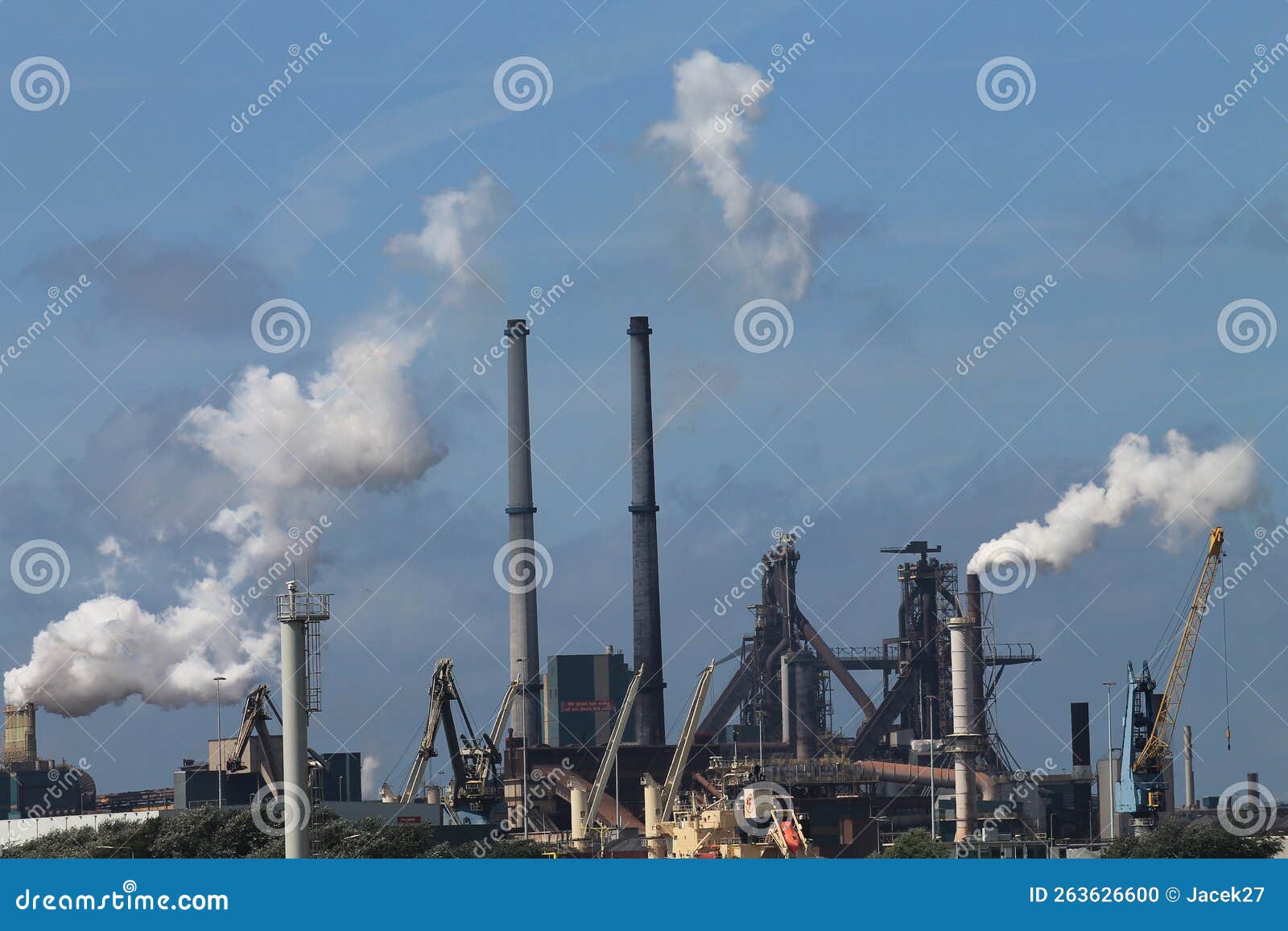 Factory and smog in Dutch stock photo. Image of construction - 263626600