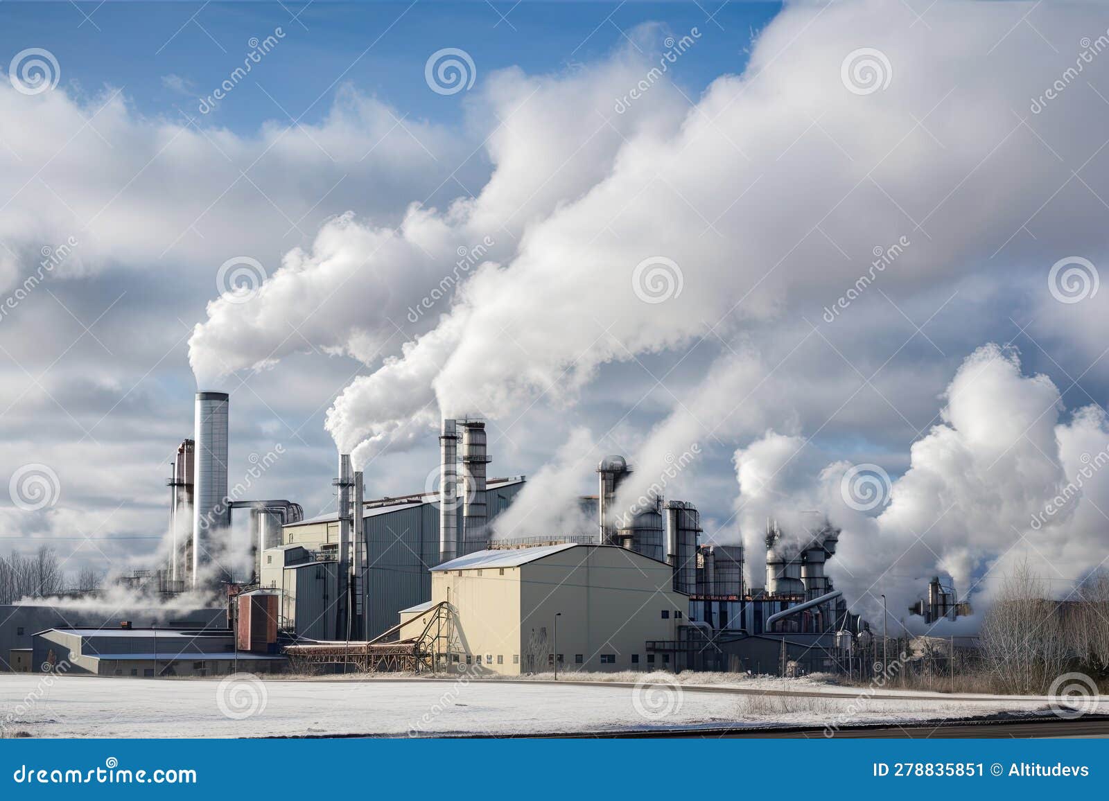 Factory with Smoke Billowing from the Chimneys, Showing Productive and ...