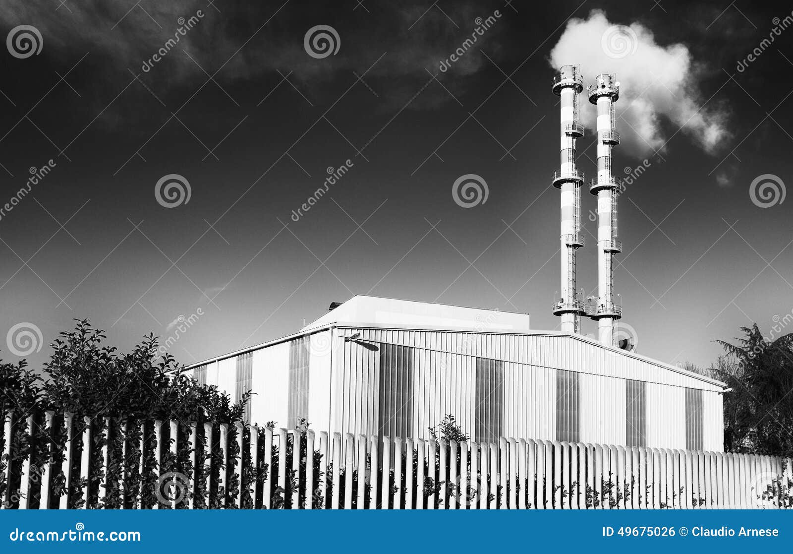 Factory with Smoke from Pipes Stock Photo - Image of global ...