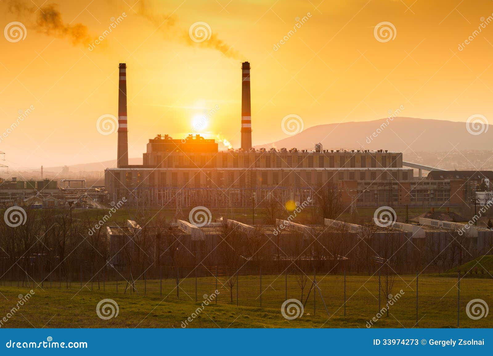 Factory smoke at sunset stock image. Image of dirty, stack - 33974273