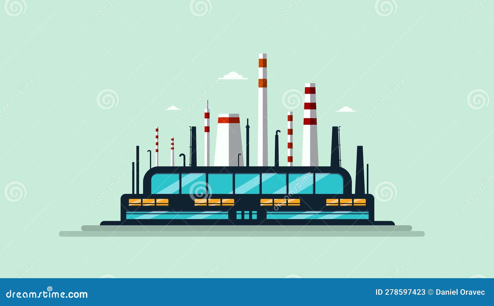 Factory with Smokestacks Cartoon Stock Illustration - Illustration of ...