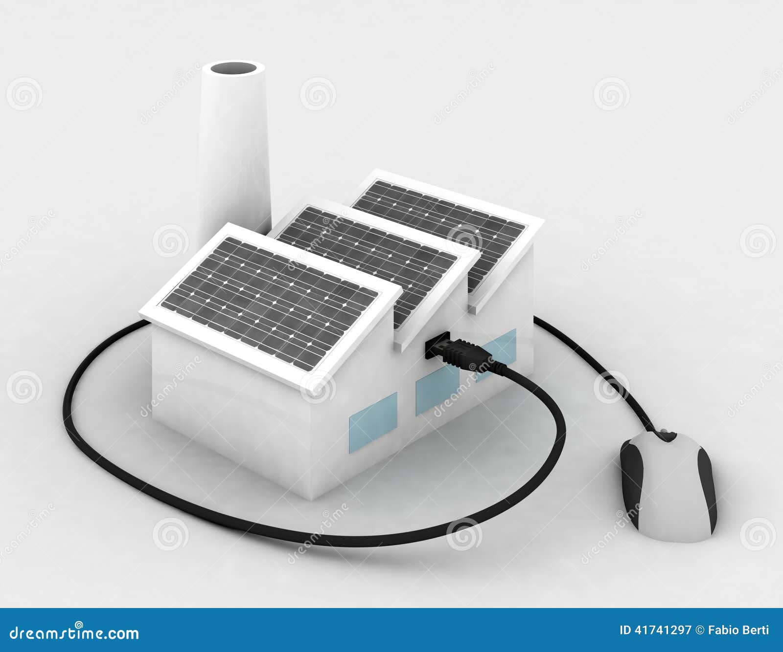 Factory with Solar Panels and Usb Mouse Stock Illustration ...
