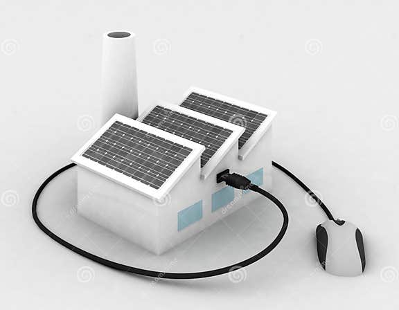 Factory with Solar Panels and Usb Mouse Stock Illustration ...