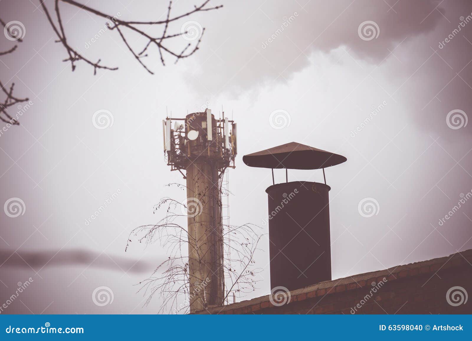 Factory Stack and Smoke stock photo. Image of harmful - 63598040