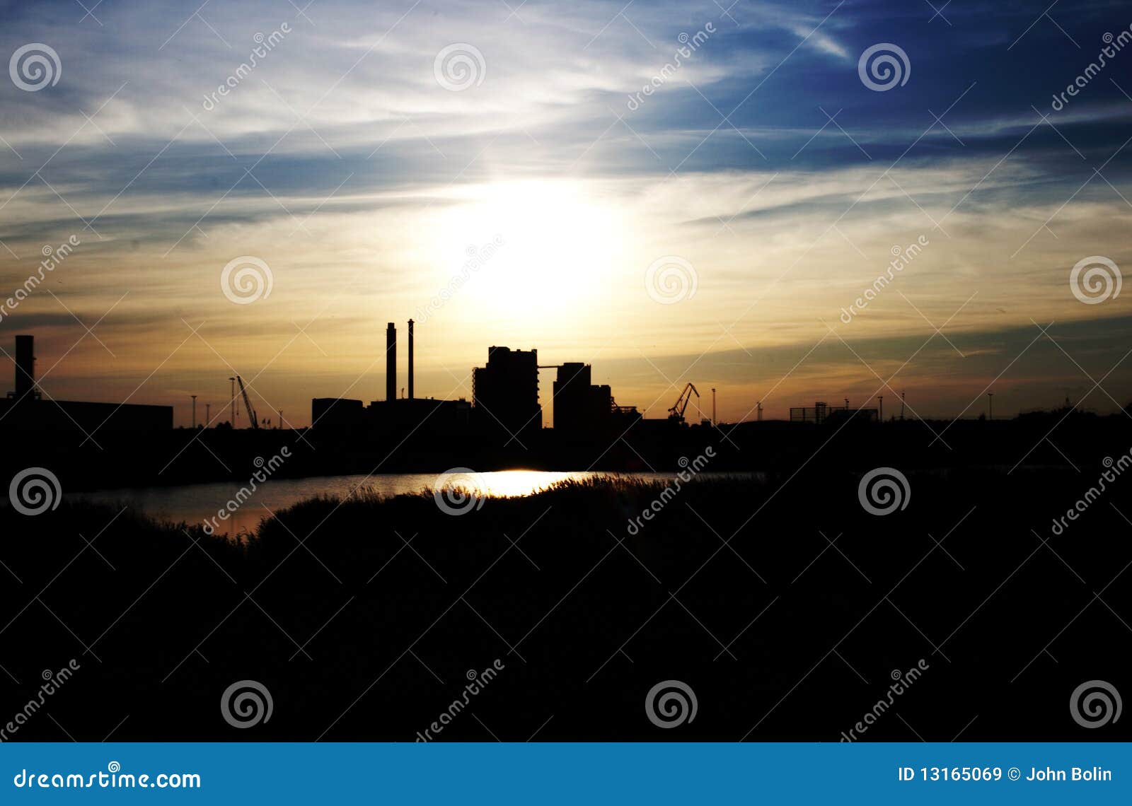 Factory in sunset stock image. Image of water, evening - 13165069