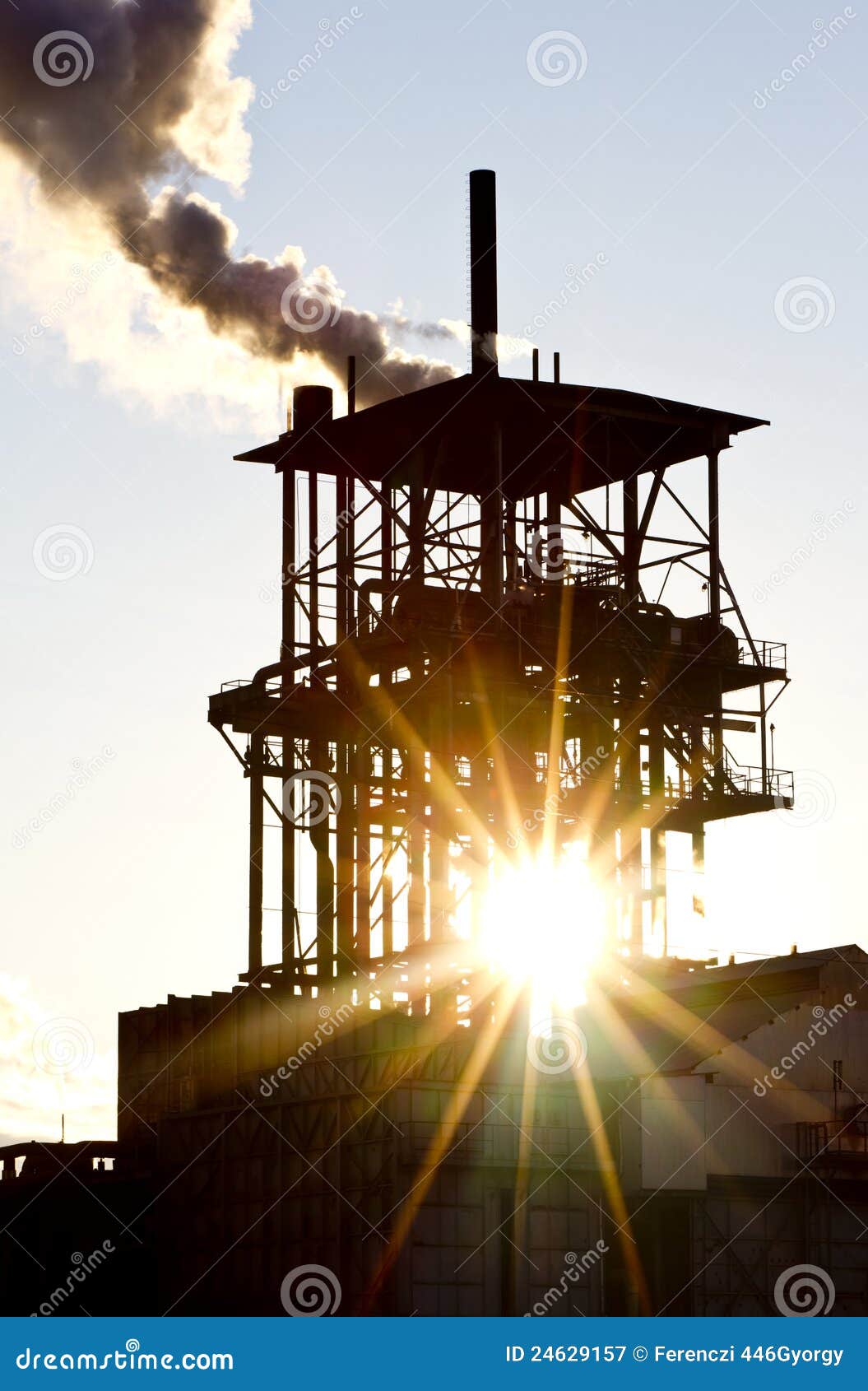 Factory in the sunset stock image. Image of hell, carbon - 24629157
