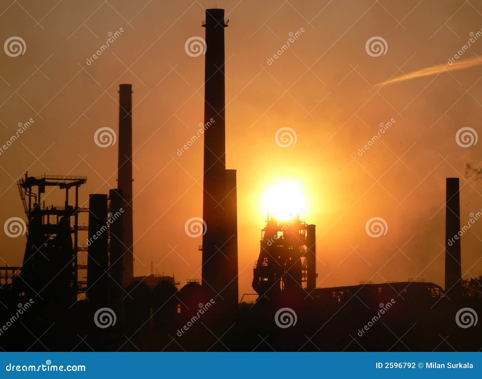 Factory at sunset stock photo. Image of pollution, building - 2596792