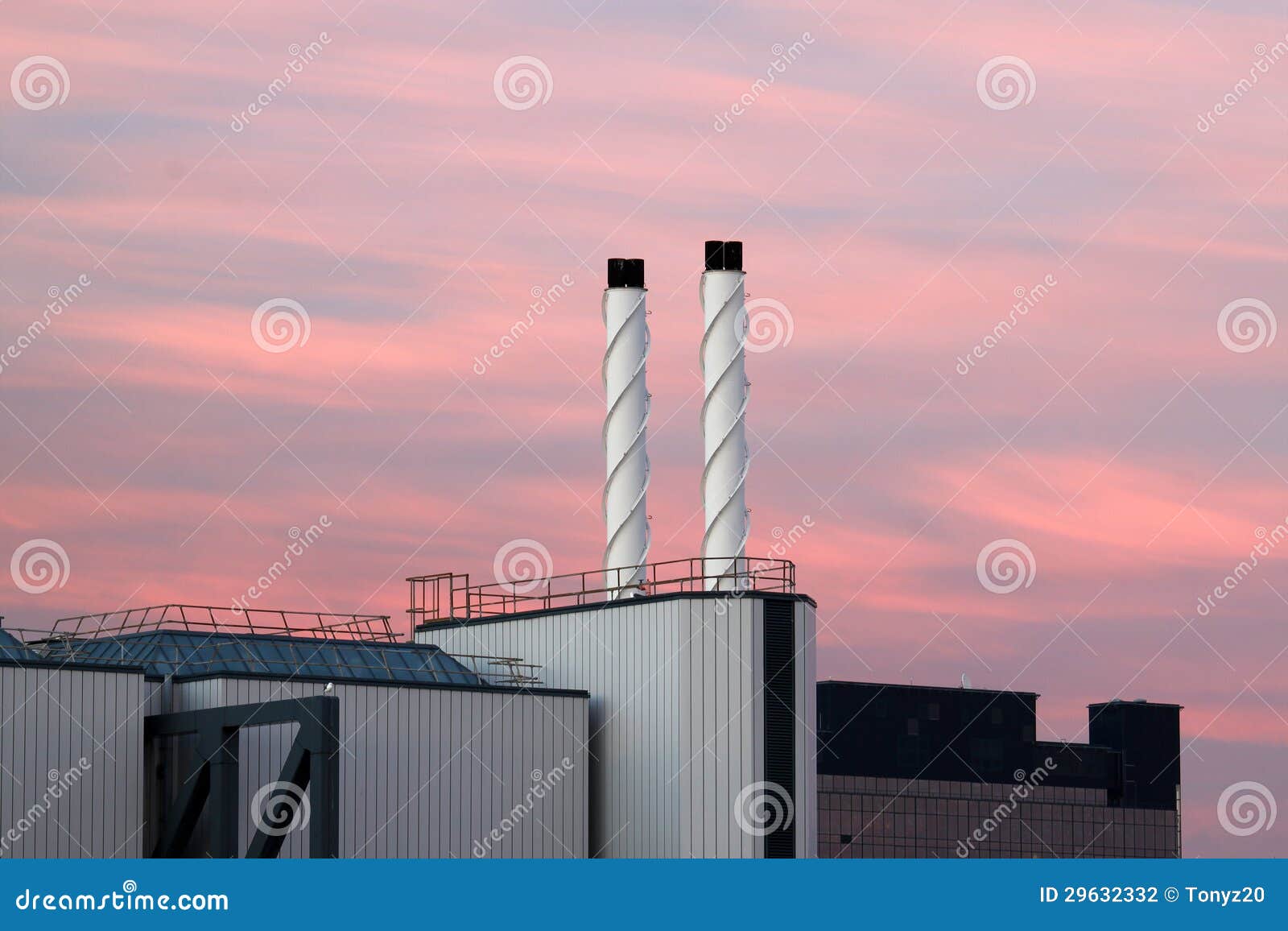 Factory at sunset stock photo. Image of foliage, flowers - 29632332