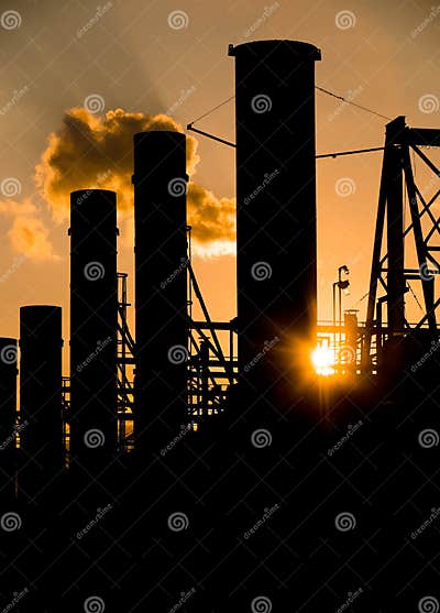 Factory at Sunset stock photo. Image of pollution, climate - 9290074