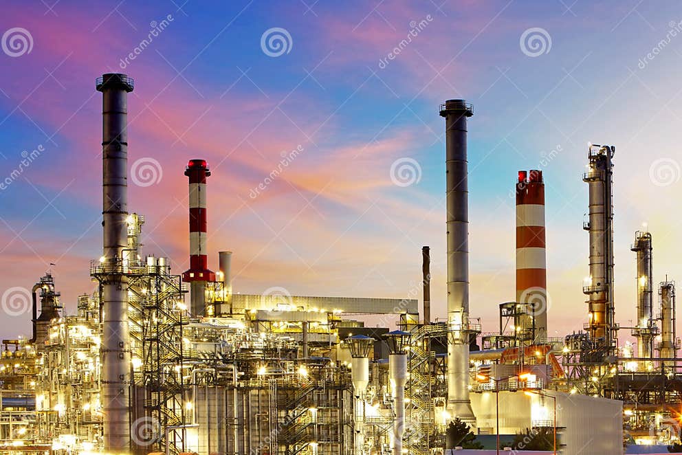Factory at Sunset - Oil Refinery Stock Image - Image of manufacturing ...