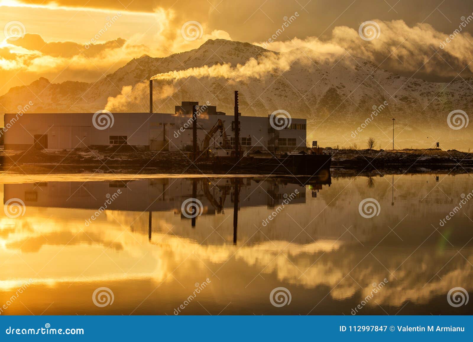Factory at sunset stock image. Image of beautiful, environment - 112997847