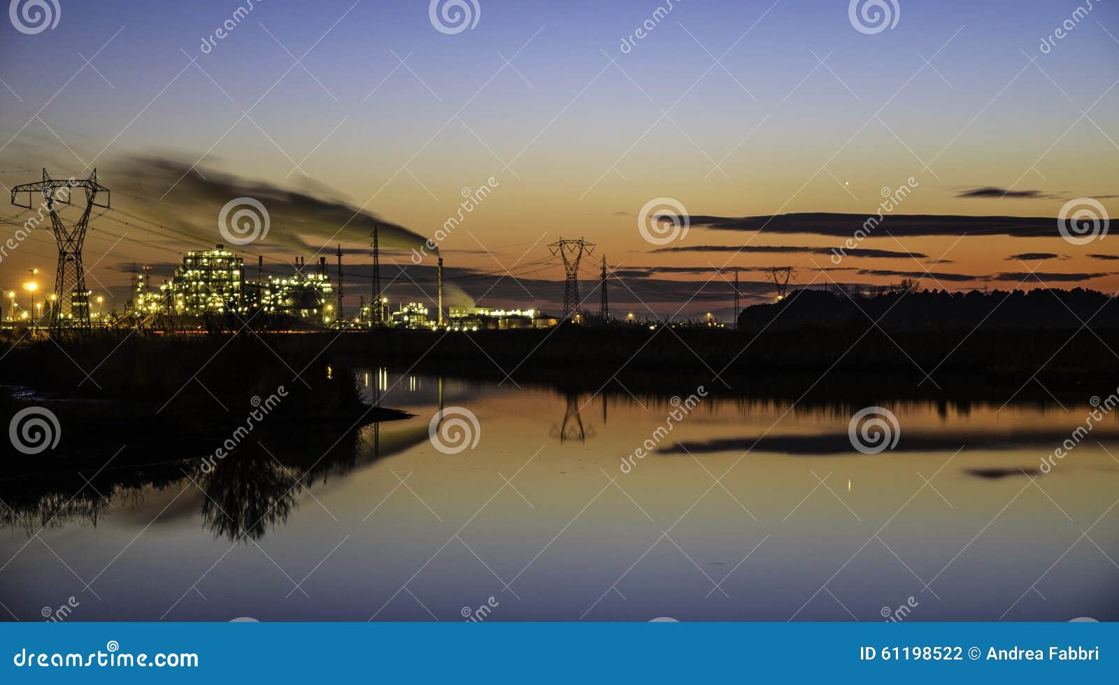 Factory in sunset stock photo. Image of factory, sunset - 61198522