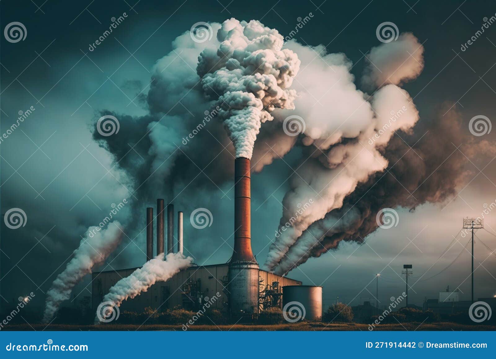 A Factory with Thick Smoke Coming Out of Its Chimney Created with ...