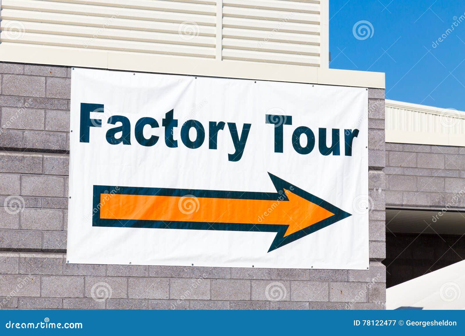 Factory Tour Sign with Arrow Stock Image - Image of point, factory ...