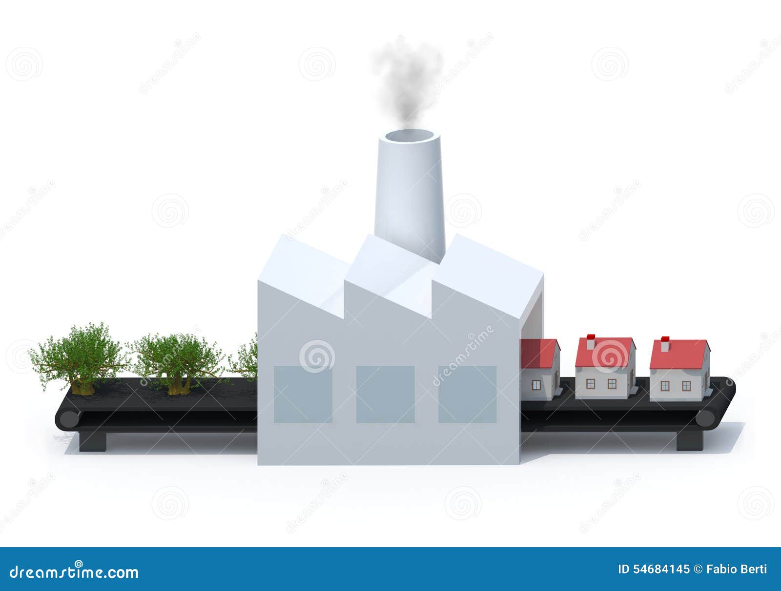Factory that Transforms Trees into Houses Stock Illustration ...