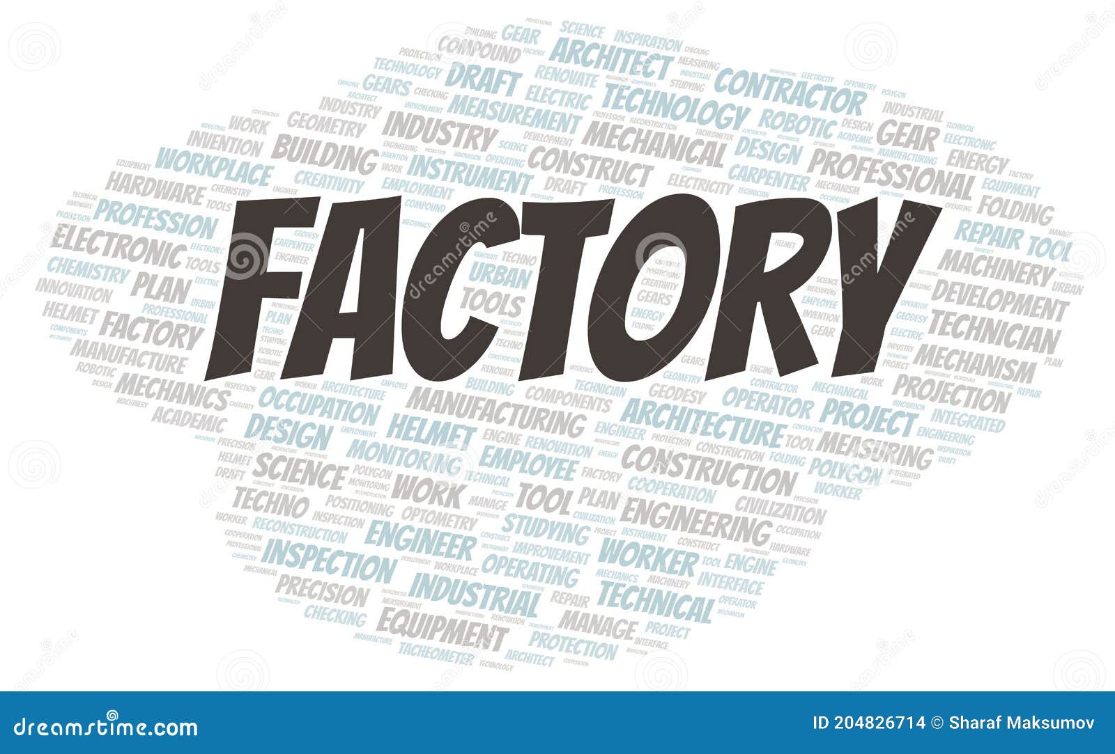 Factory Typography Word Cloud Create with the Text only Stock ...