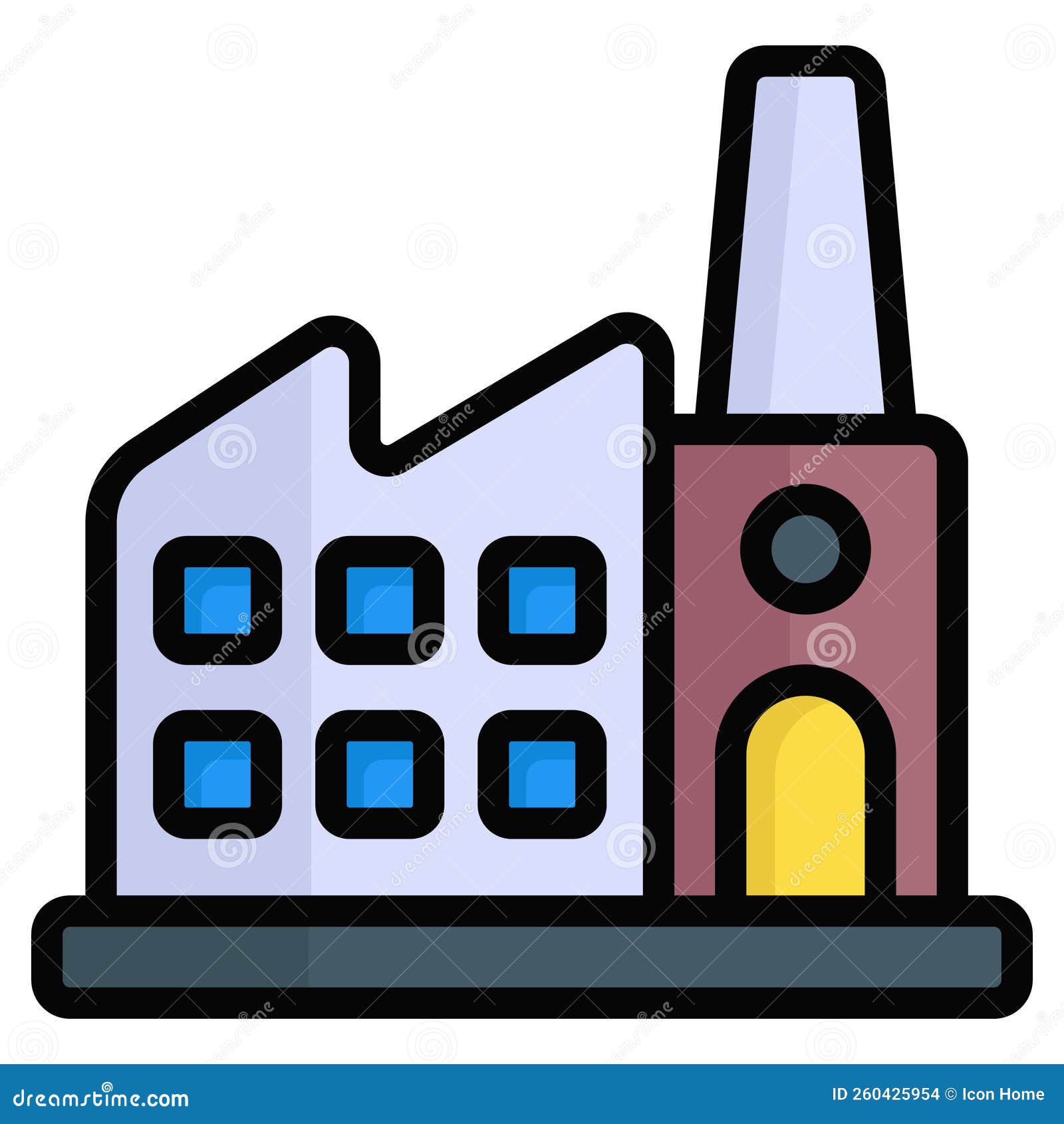 Factory Vector Flat Icon, Colored Line Vector Design Stock Vector ...