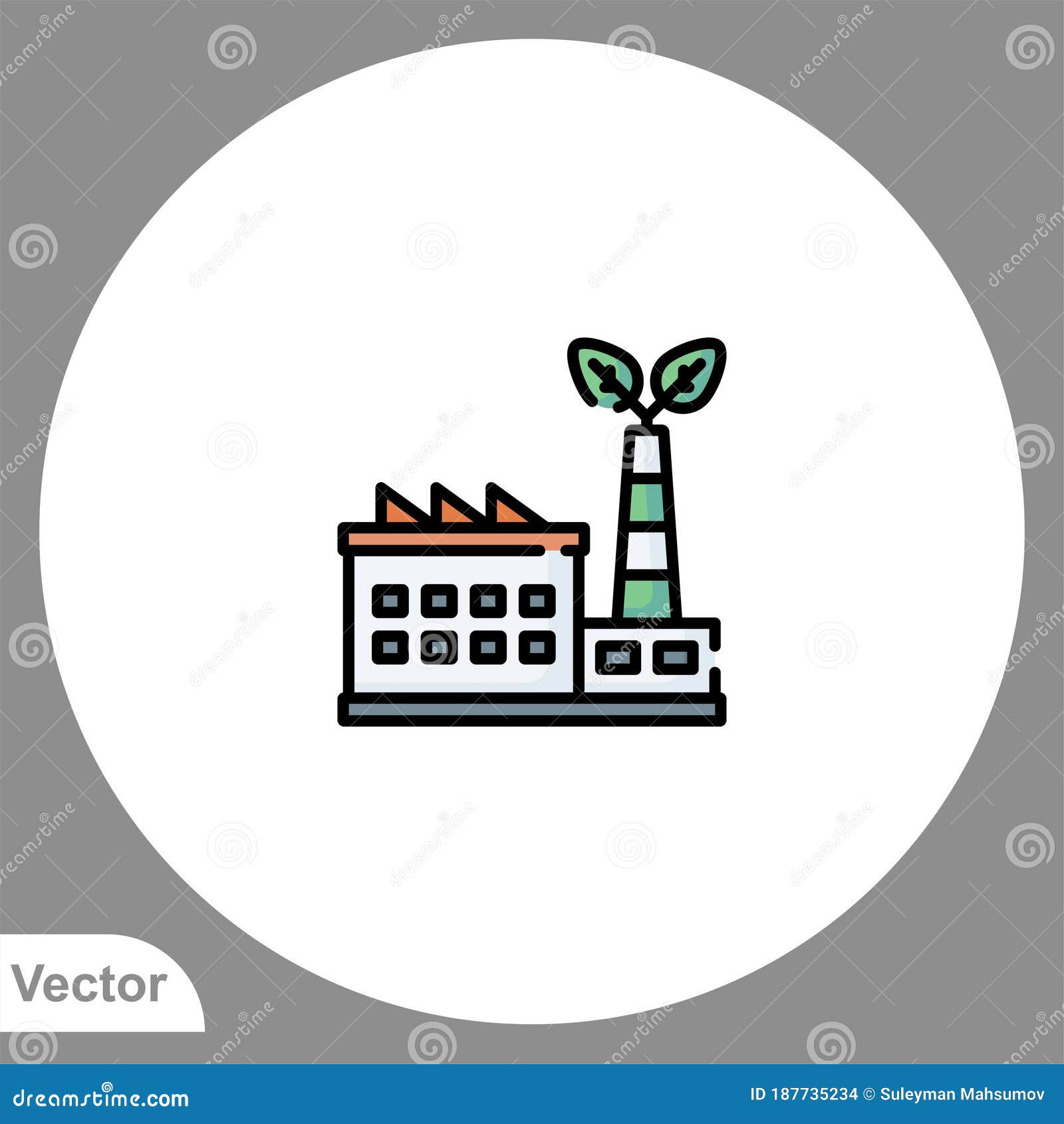 Factory Vector Icon Sign Symbol Stock Vector - Illustration of flat ...