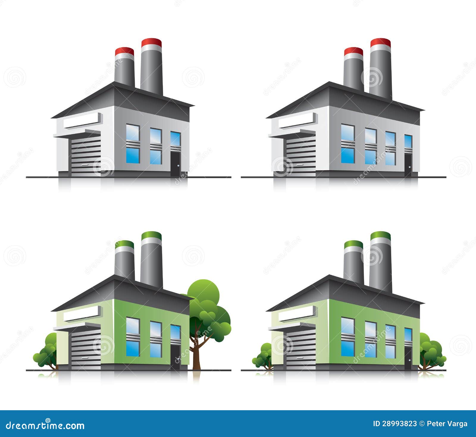 Factory Vector Icons In Cartoon Style. Stock Photos - Image: 28993823