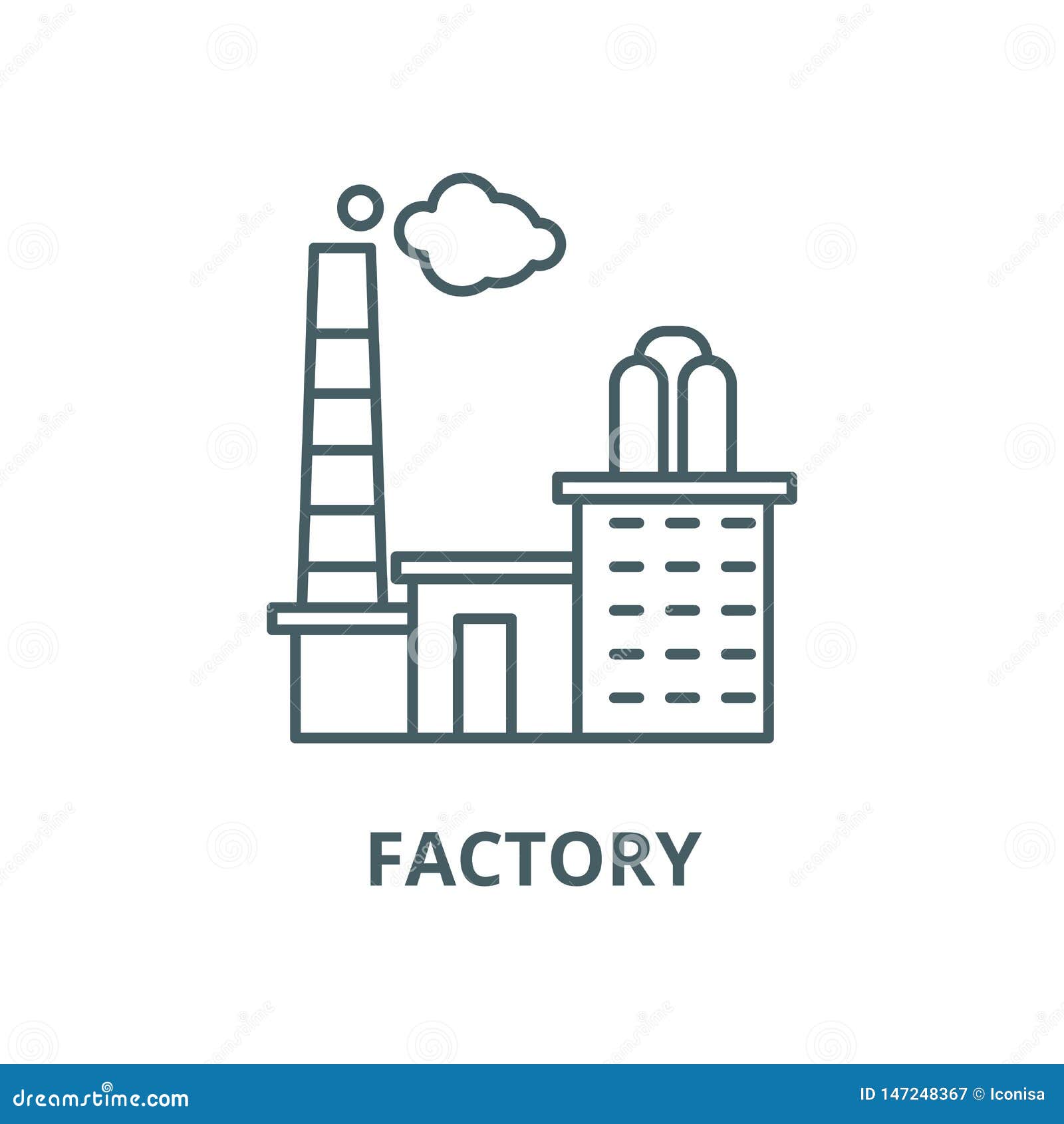 Factory Vector Line Icon, Linear Concept, Outline Sign, Symbol Stock ...