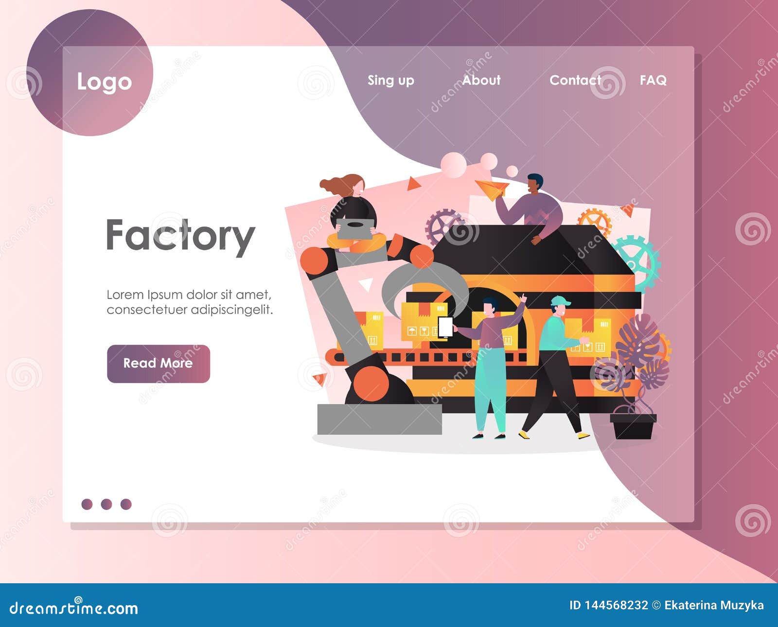 Factory Vector Website Landing Page Design Template Stock Vector ...