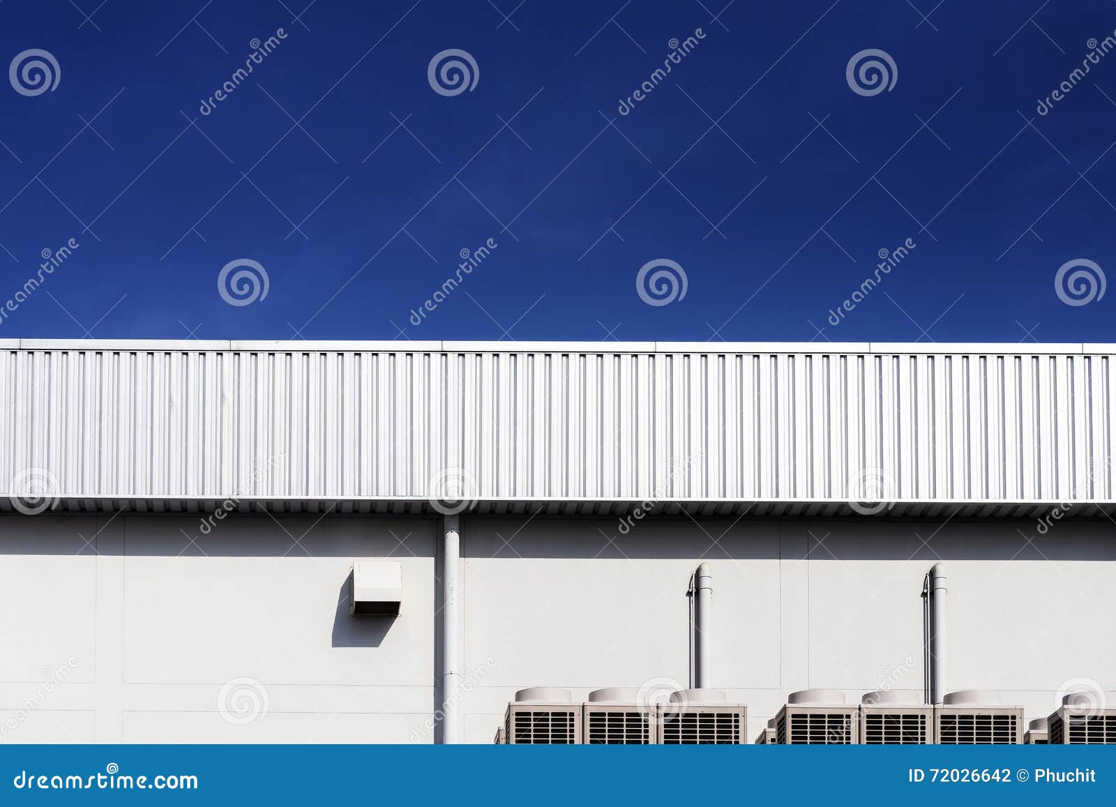 The Factory Wall and the Blue Sky Day Stock Photo - Image of industrial ...