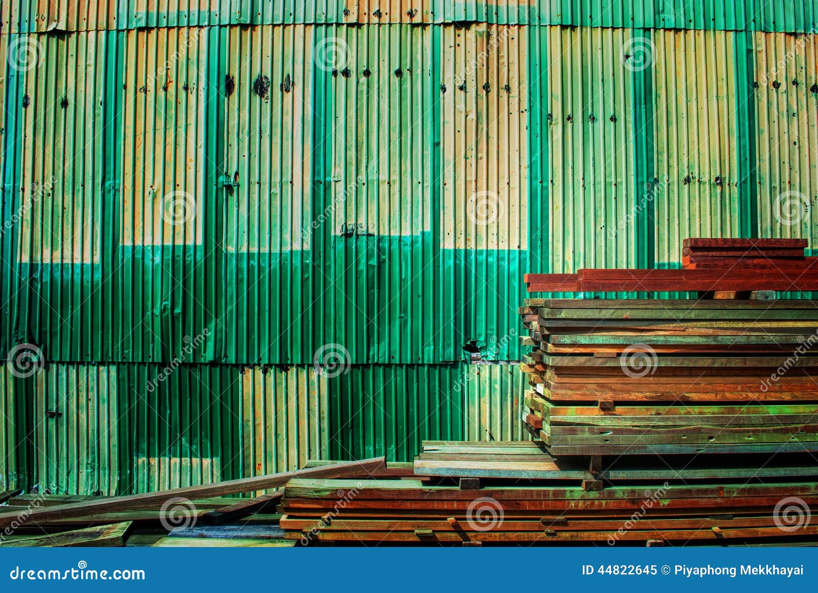 Factory Wall Made Of Metal Sheet,wall Plant Creem Color Stock Photo ...