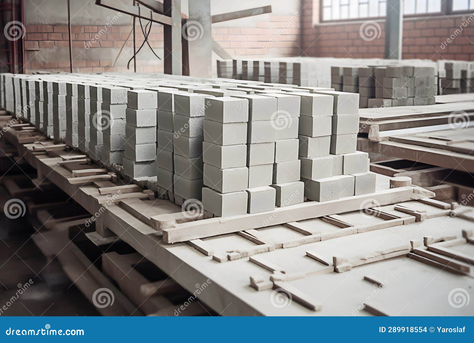 Factory Warehouse with Concrete Blocks Manufacturing Indoor Stock Photo ...