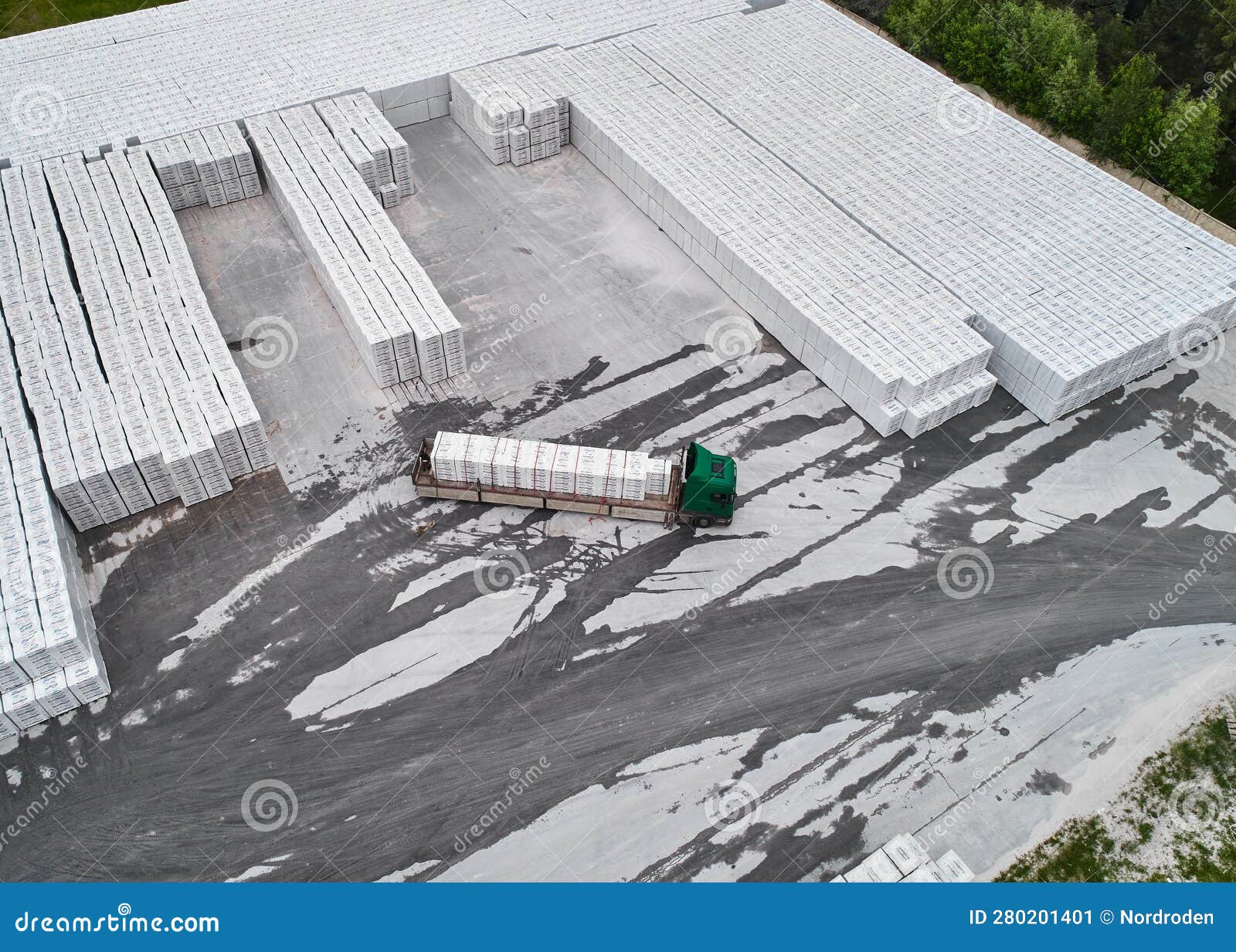 Factory Warehouse of Foam Concrete Blocks. Aerial View Stock Image ...