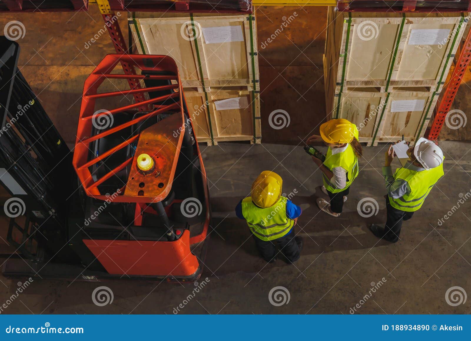 Factory Warehouse Operation Teamwork Working in Factory Warehouse Stock ...