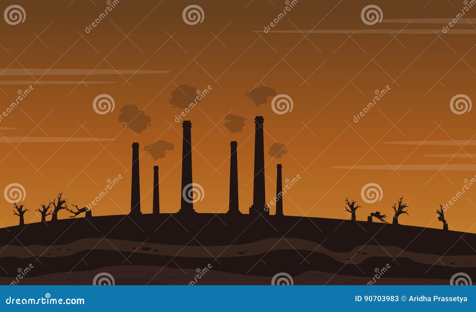 Factory Waster Bad Environment Landscape Stock Vector - Illustration of ...