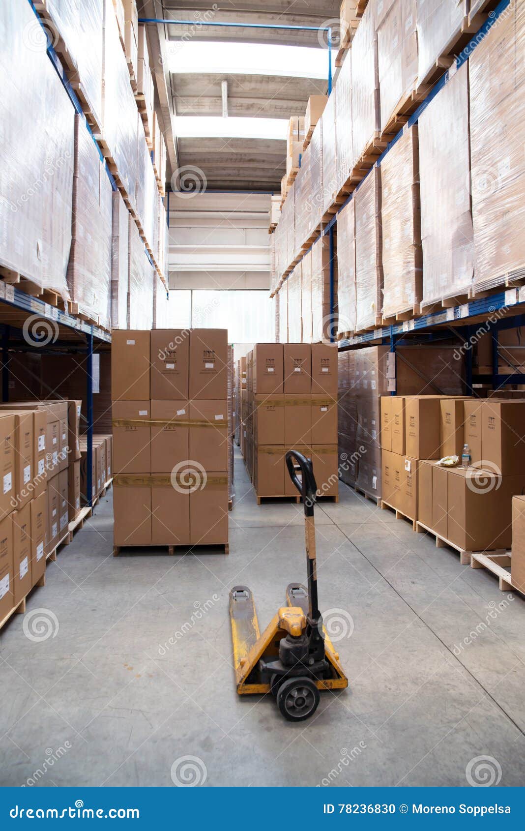 Factory Wharehouse with Forklift Stock Photo - Image of interior, floor ...
