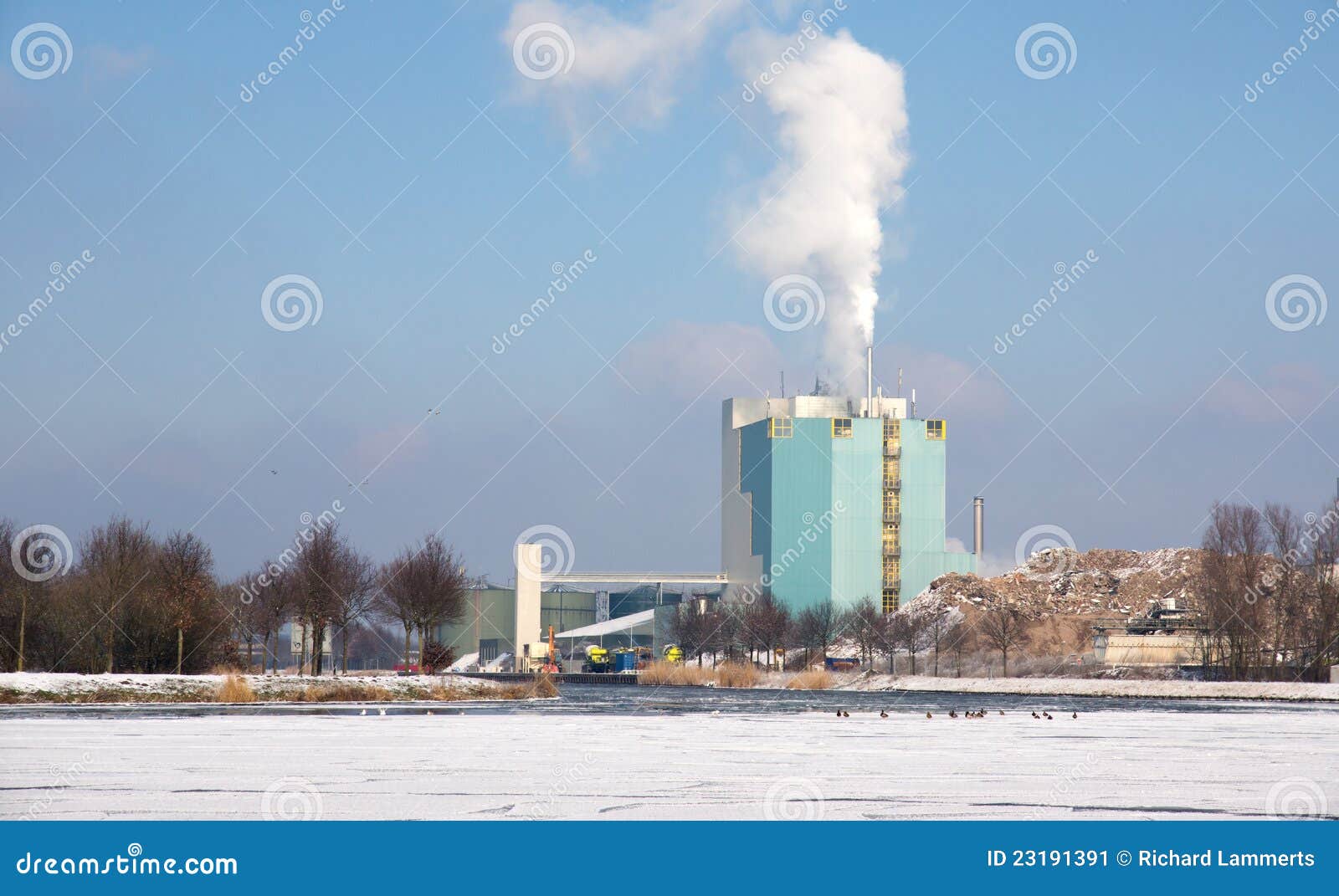 Factory in the winter stock image. Image of freeze, river - 23191391