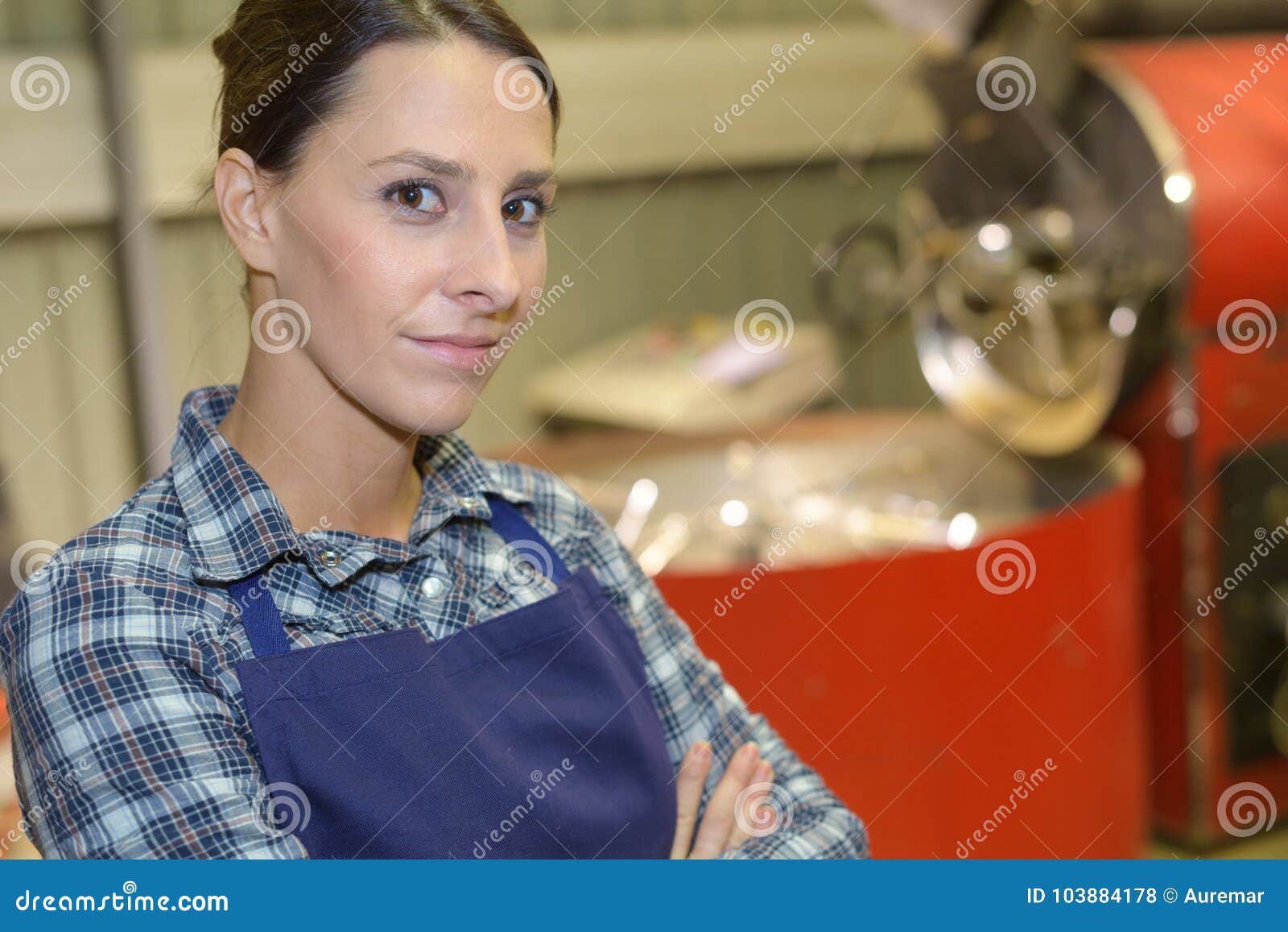 Factory Woman Worker with Apron on Stock Photo - Image of male, casual ...