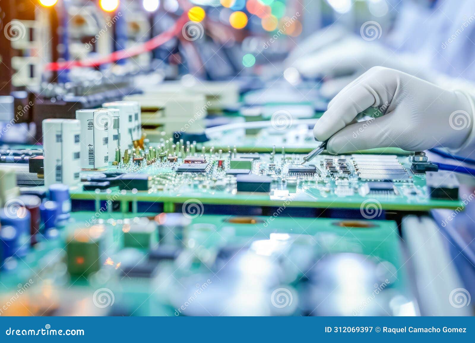 Factory Worker Assembling Circuit Board. Close Up Shot Stock ...