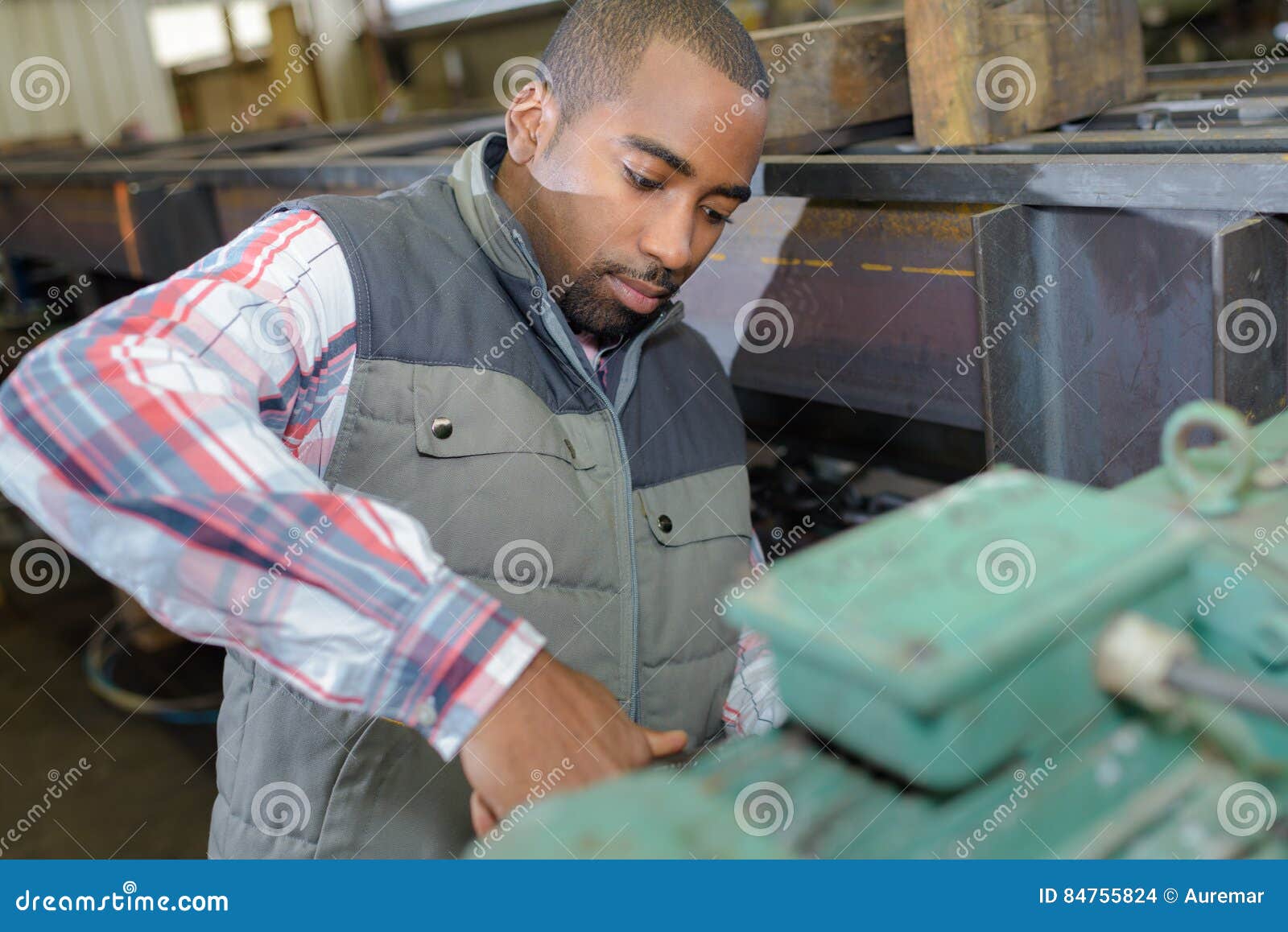 Factory worker on job stock photo. Image of fixing, industrial - 84755824