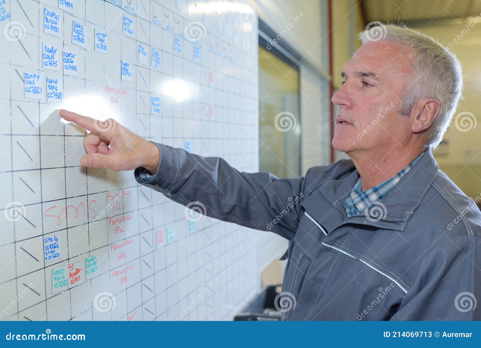 Factory Worker Looking at Timetable Stock Image - Image of white ...