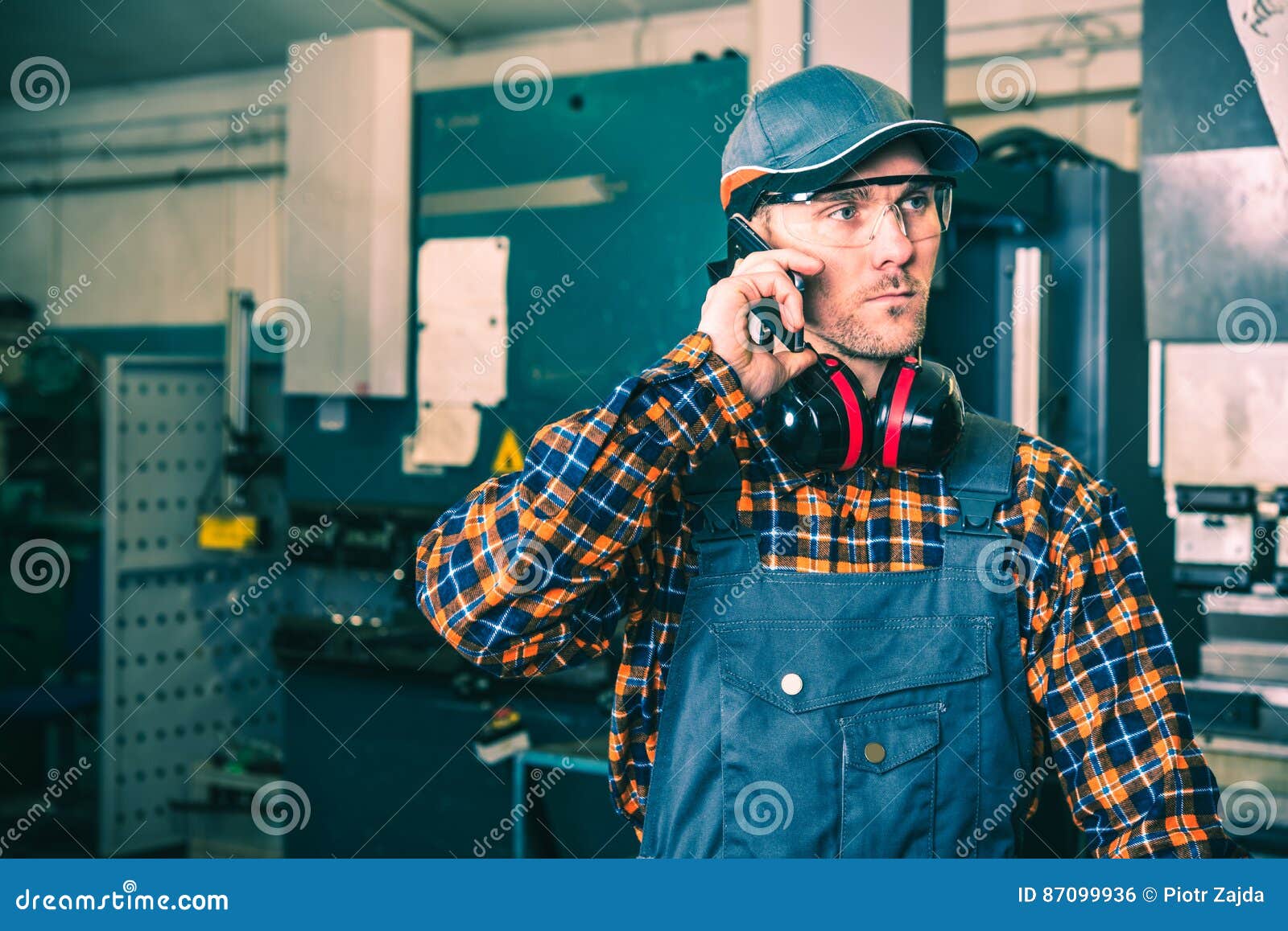 Factory Worker Making Call stock photo. Image of business - 87099936