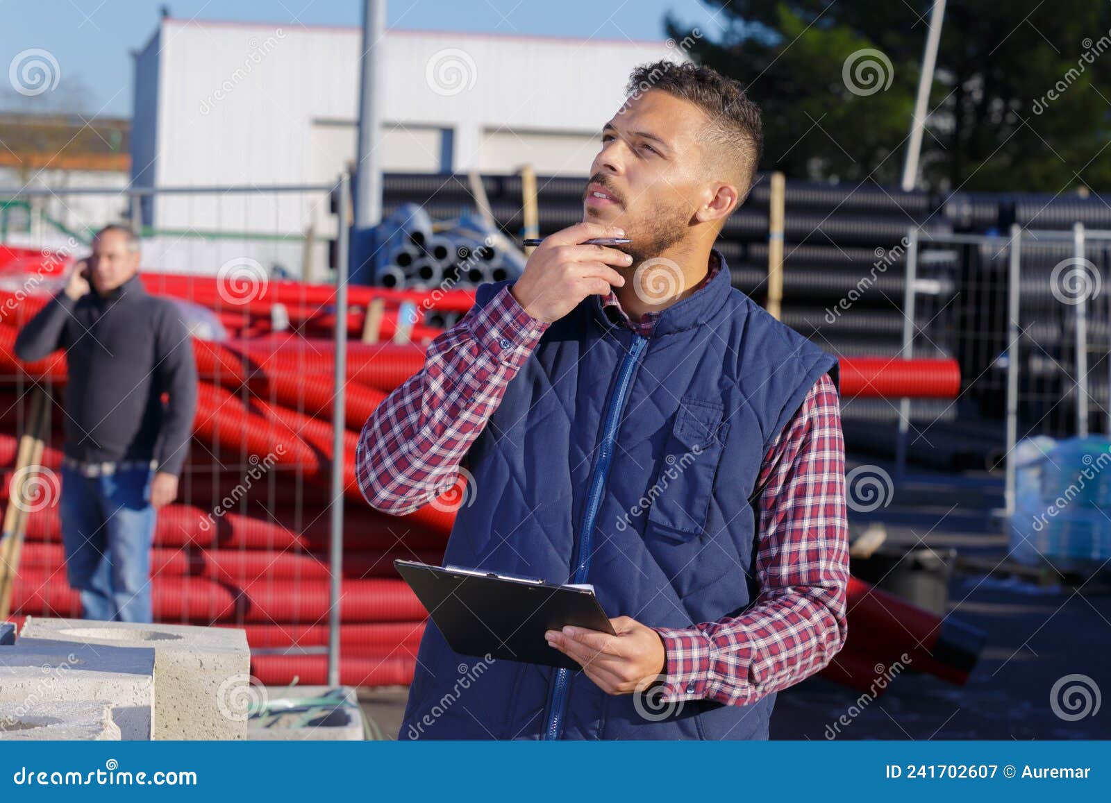 Factory Worker Man Thinking Stock Image - Image of outiside, imagining ...