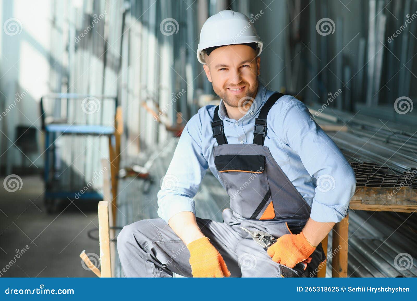 Factory Worker. Man Working on the Production Line. Stock Image - Image ...