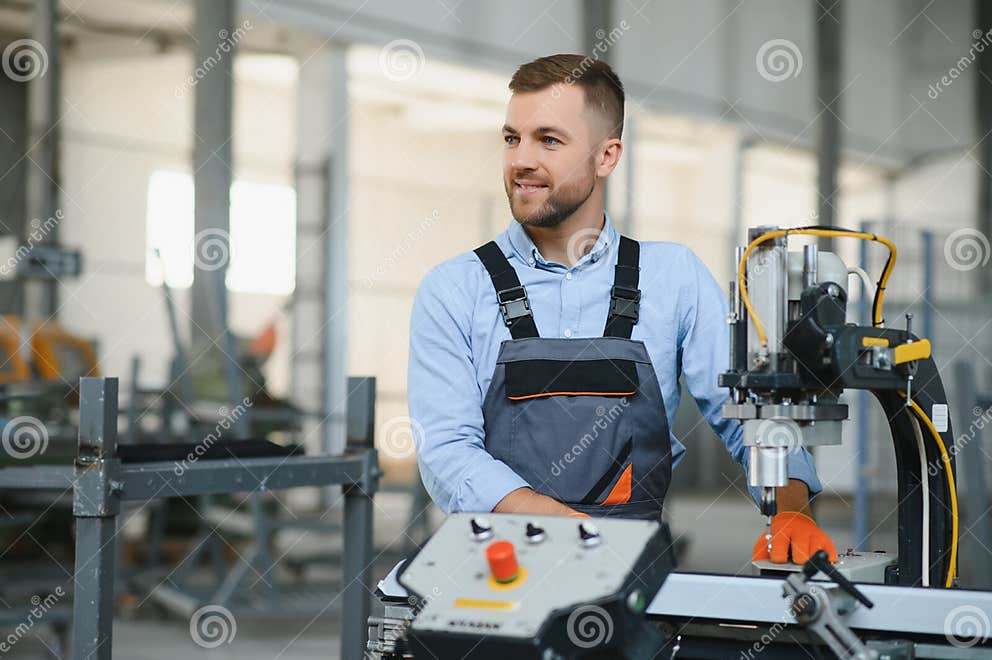Factory Worker. Man Working on the Production Line. Stock Image - Image ...