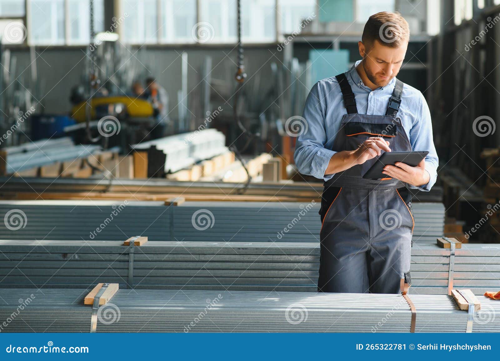 Factory Worker. Man Working on the Production Line. Stock Image - Image ...