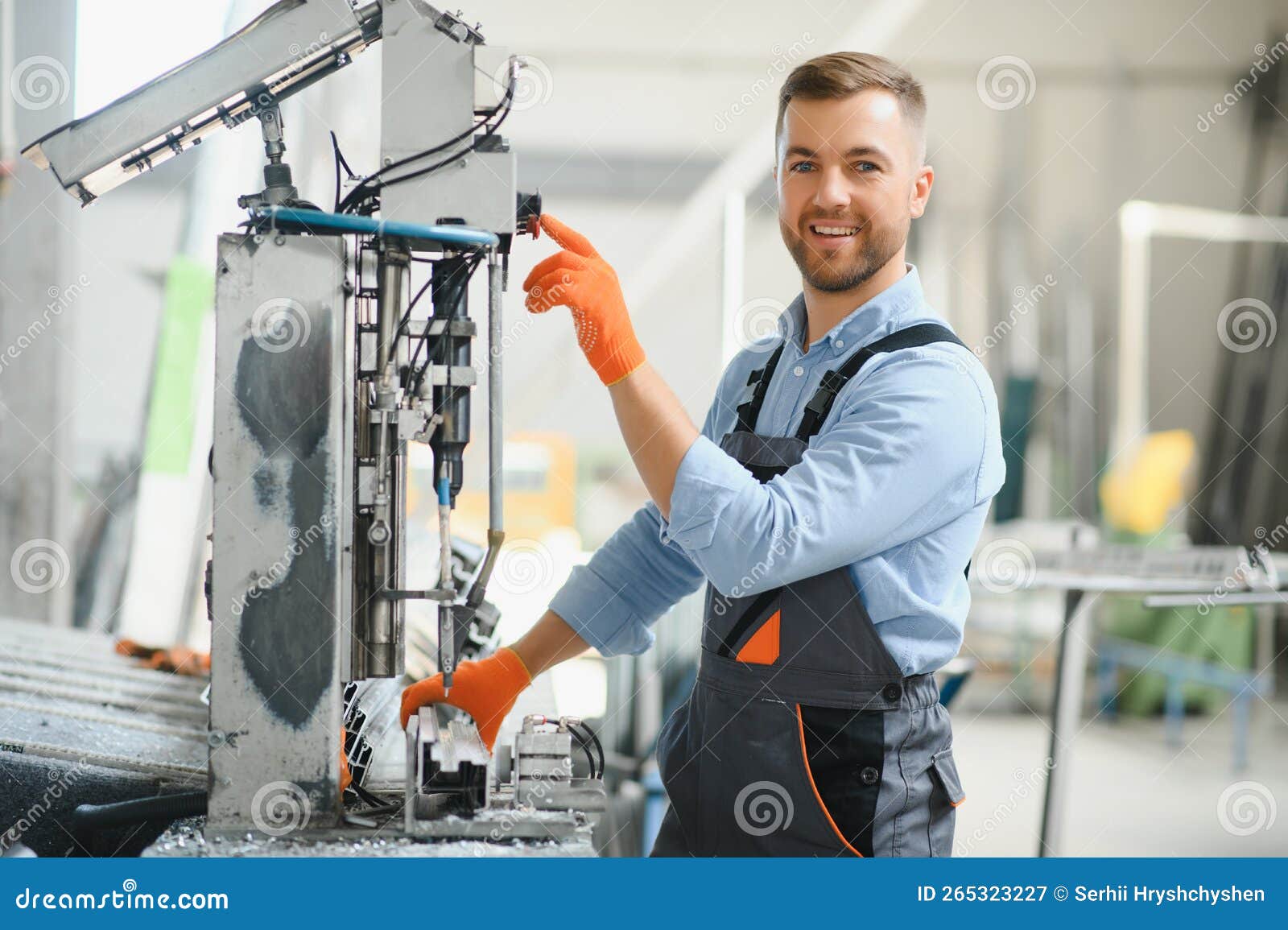 Factory Worker. Man Working on the Production Line. Stock Image - Image ...
