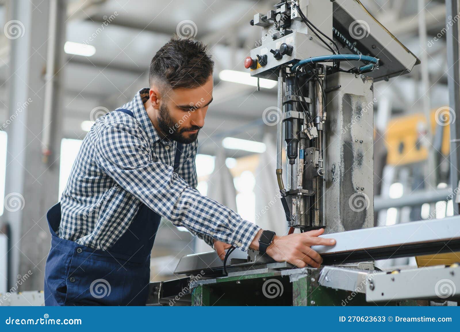 Factory Worker. Man Working on the Production Line. Stock Image - Image ...