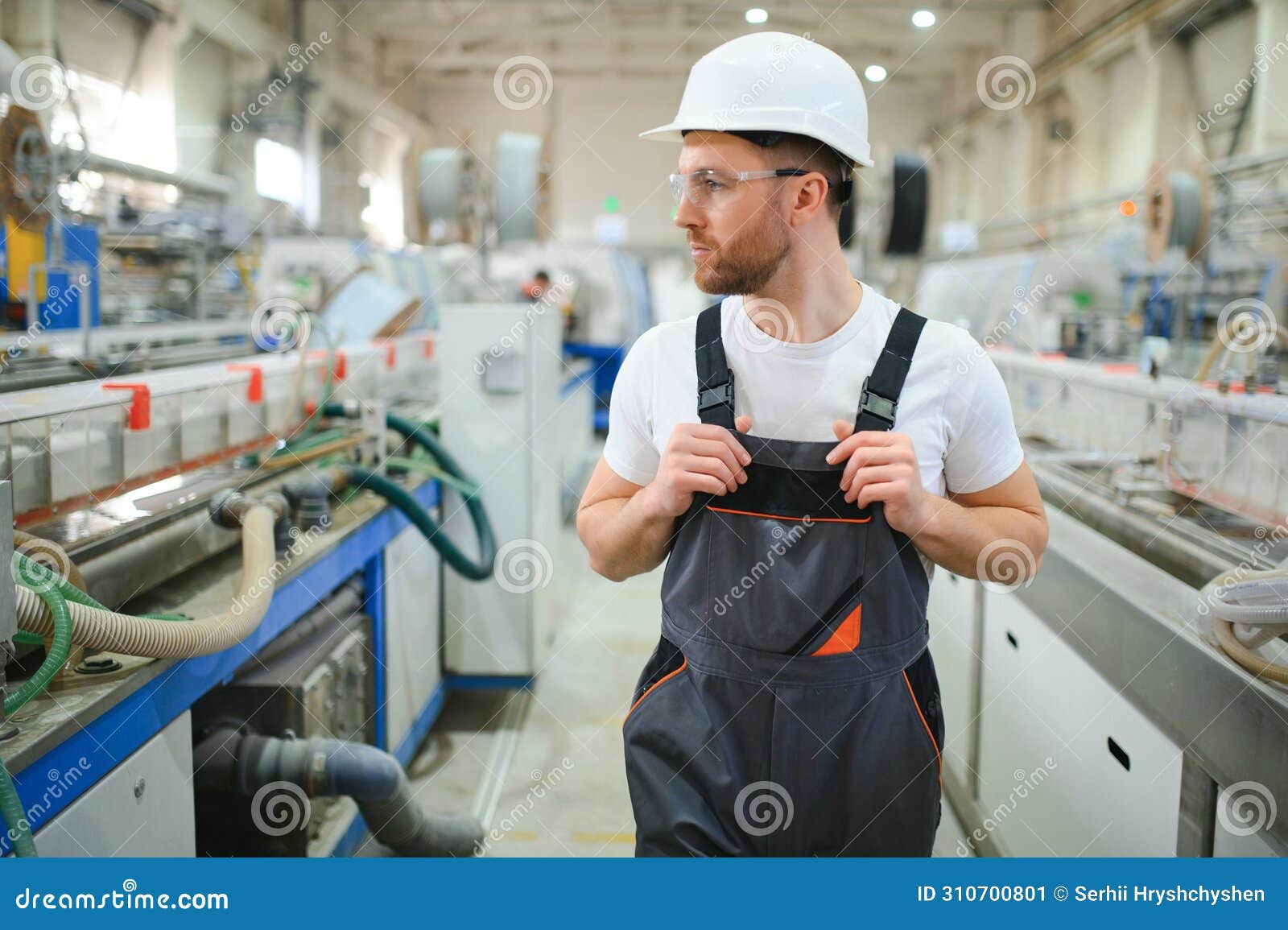 Factory Worker. Man Working on the Production Line Stock Image - Image ...