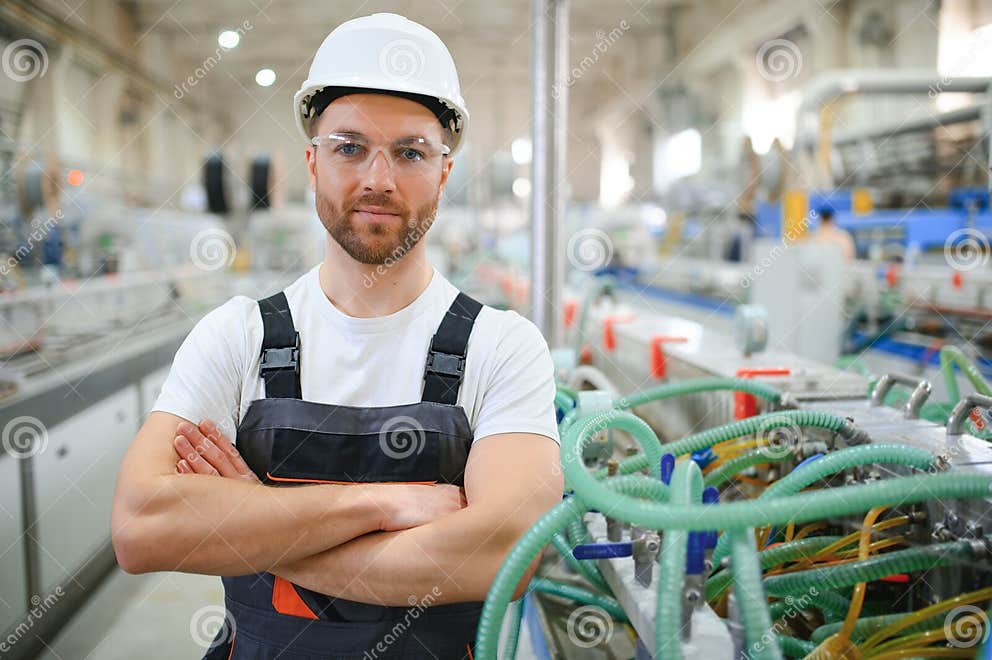 Factory Worker. Man Working on the Production Line Stock Photo - Image ...